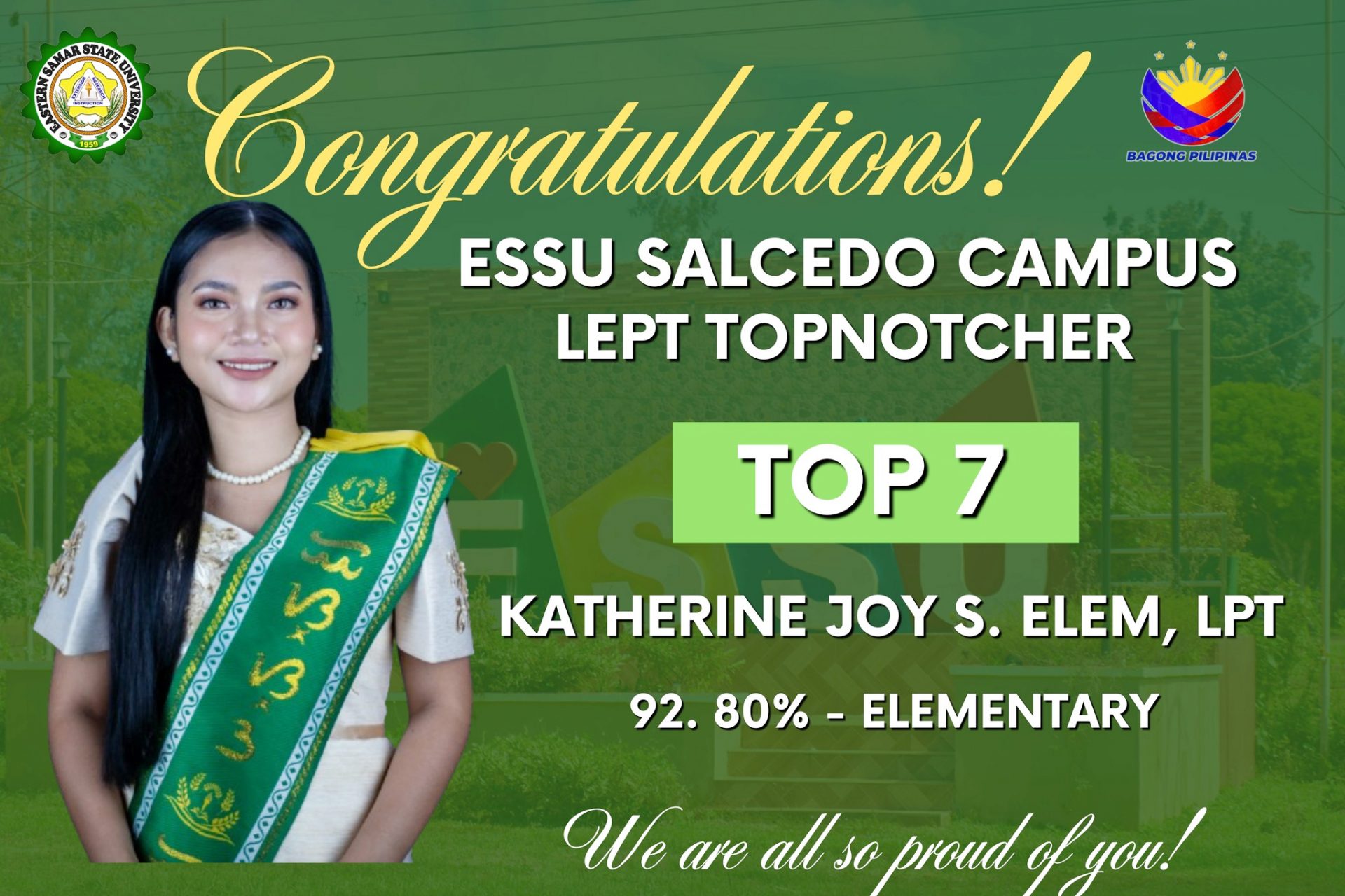 ESSU produces four LEPT topnotchers, earns praise from Rep. Gonzales ...